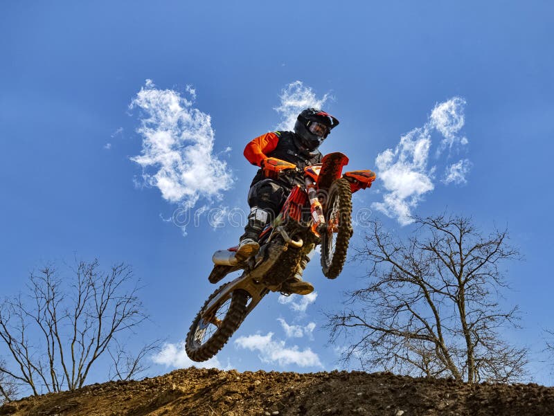 Motocross scene on a trail stock photo. Image of cycle - 243495756