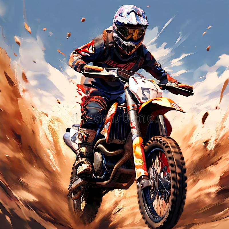Spectacular Motocross Jumping Performance Scene Stock Illustration ...