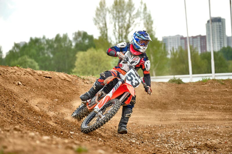 Motocross Training in Moscow at the Technical Sports Stadium Editorial ...