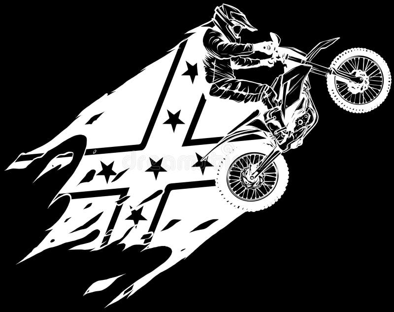 Motocross in Black and White Outline Vector Illustration Stock Vector ...