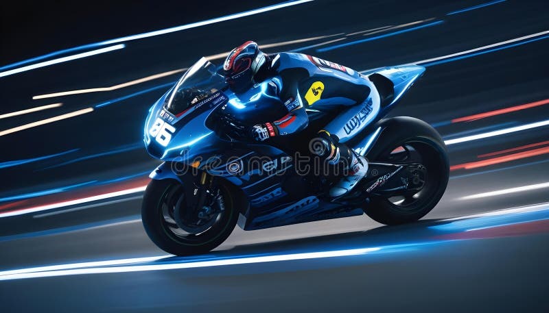 MotoGP Racer Leaning into a Sharp Turn at Top Speed Stock Image - Image ...