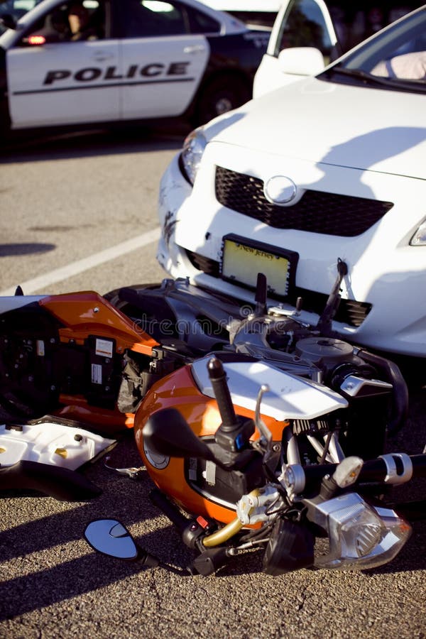 Motorcycle Accident Scene with Police Stock Photo - Image of siren ...