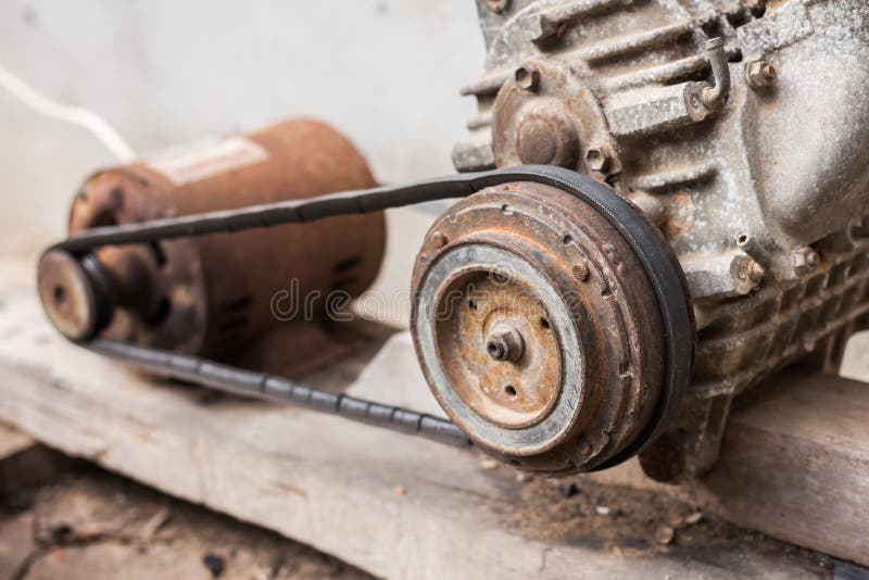 Motor with belt rust stock image. Image of fuel, electric - 92331009