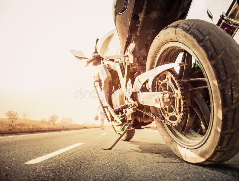 Motor bike on freeway stock photo. Image of sunlight - 76835232