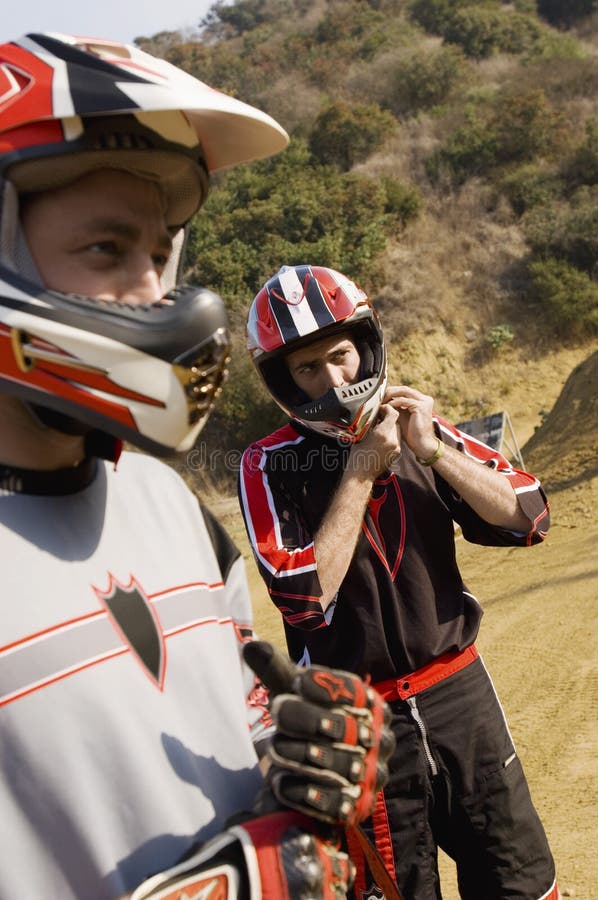 Motor Biker Getting Ready for a Race Stock Photo - Image of adult ...