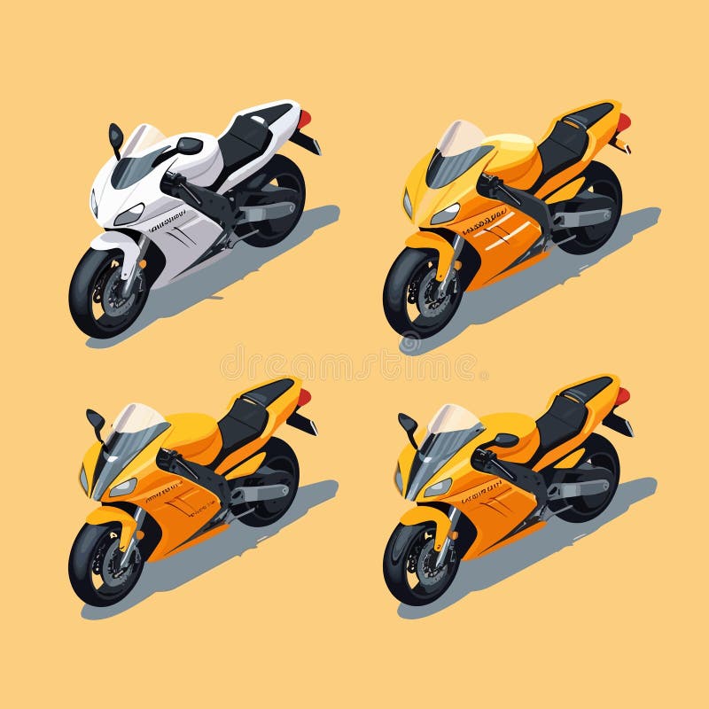 Motor Bikes Isometric Vector Set Isolated Illustration Stock Vector ...
