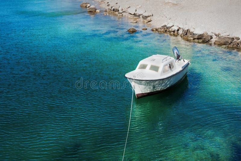 Motor boat at sea stock photo. Image of ripples, craft - 34361676
