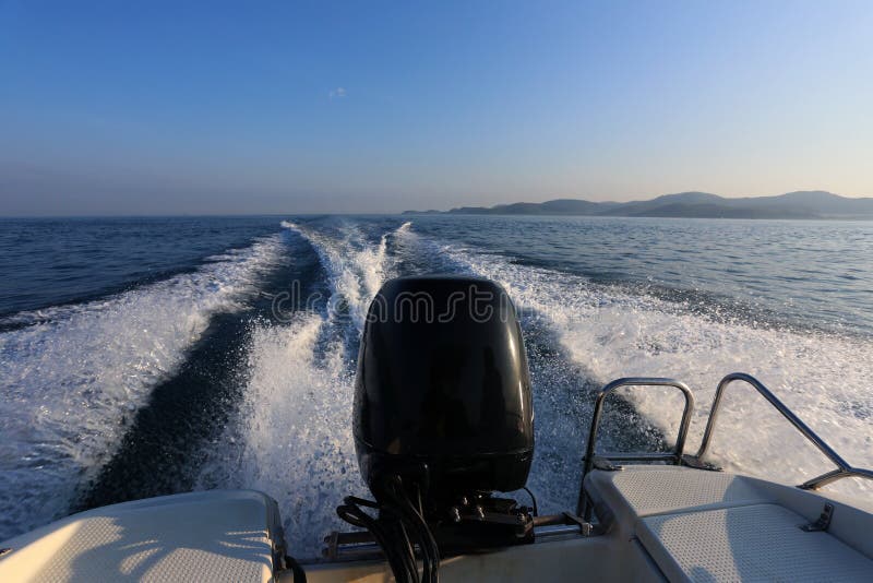Motor Boat of Speed Boat and Morning Sea View Stock Photo - Image of ...