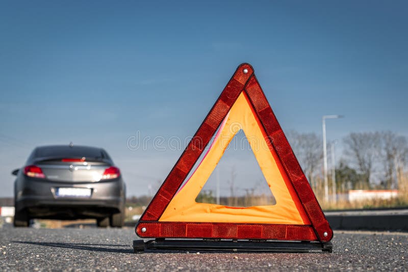 Car Accident Triangle. Auto Vehicle Broken Down on Road. Motor Car ...