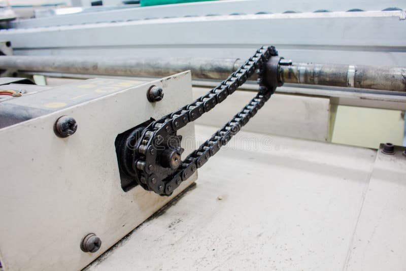 Motor Chain Drive Shaft in Conveyor Line Stock Photo - Image of ...