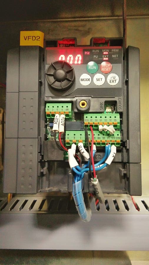 Motor Control Vfd with the Wiring in the Panel. Stock Image - Image of ...