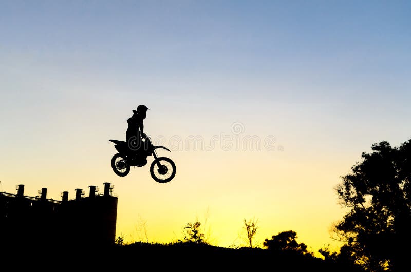 Motor Cross with Silhouette Stock Photo - Image of helmet, racer: 30779964