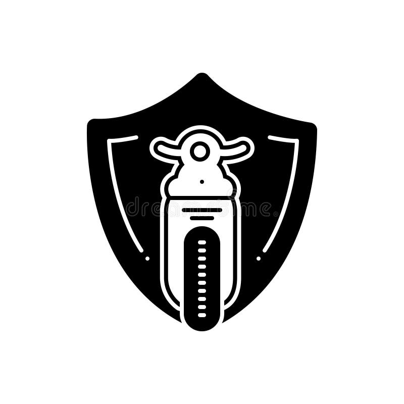 Black Solid Icon for Motor Cycle Insurance, Motorbike and Damage Stock ...