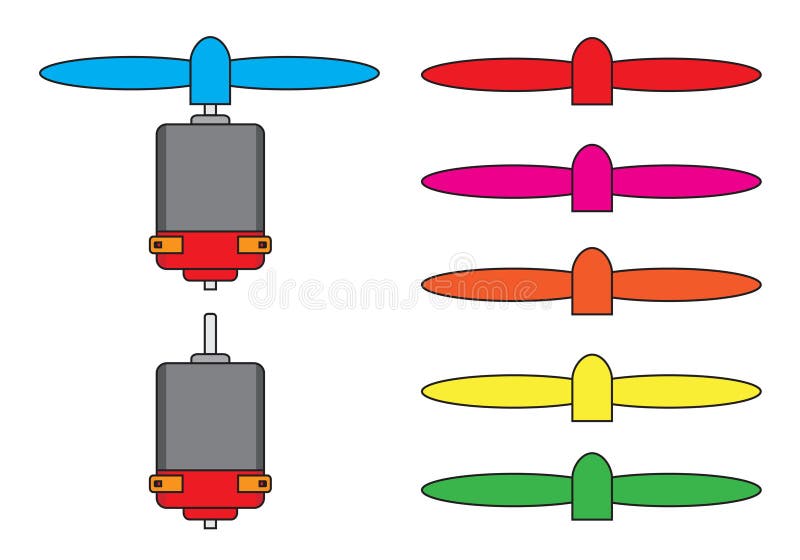 DC Motor and Propellers Part 3 Stock Illustration - Illustration of ...