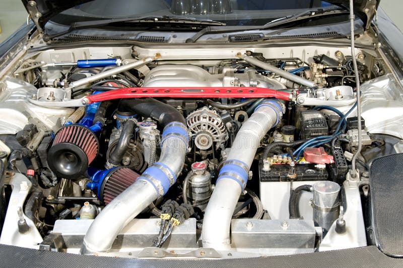 Motor De Un Coche Deportivo Moderno Imagen de archivo - Imagen de metal ...