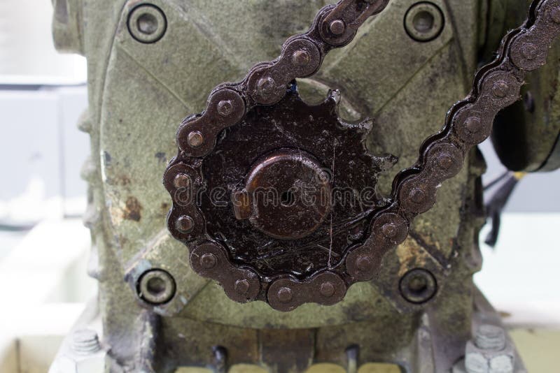 Motor Chain Drive Shaft in Conveyor Line Stock Image - Image of steel ...