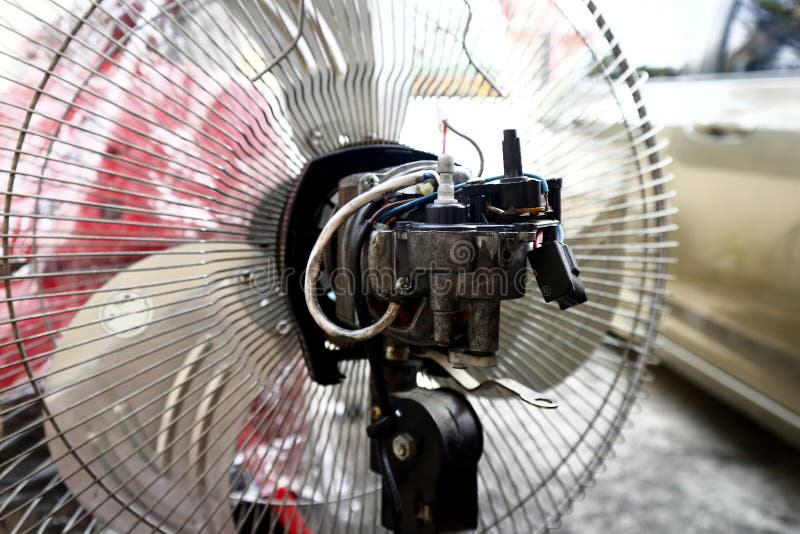 Motor of an electric fan stock photo. Image of oscillation - 166076760