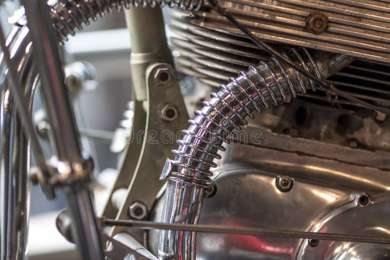 Motor Engine Chrome Pipework. Mechanical Engineering Abstract Ba Stock ...