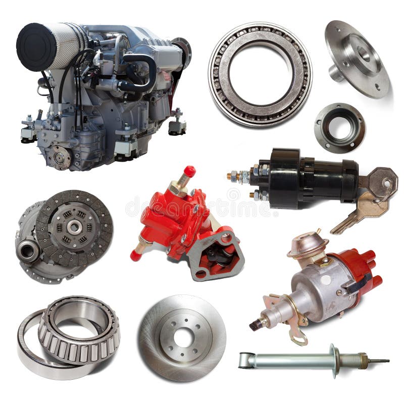 Set of Automotive Spare Parts Stock Photo - Image of diverse ...
