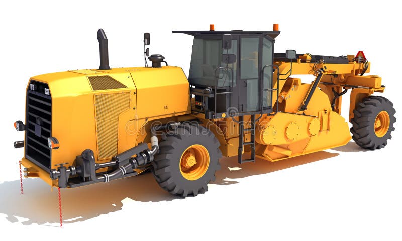 Motor Grader Heavy Construction Machinery 3D Rendering on White ...