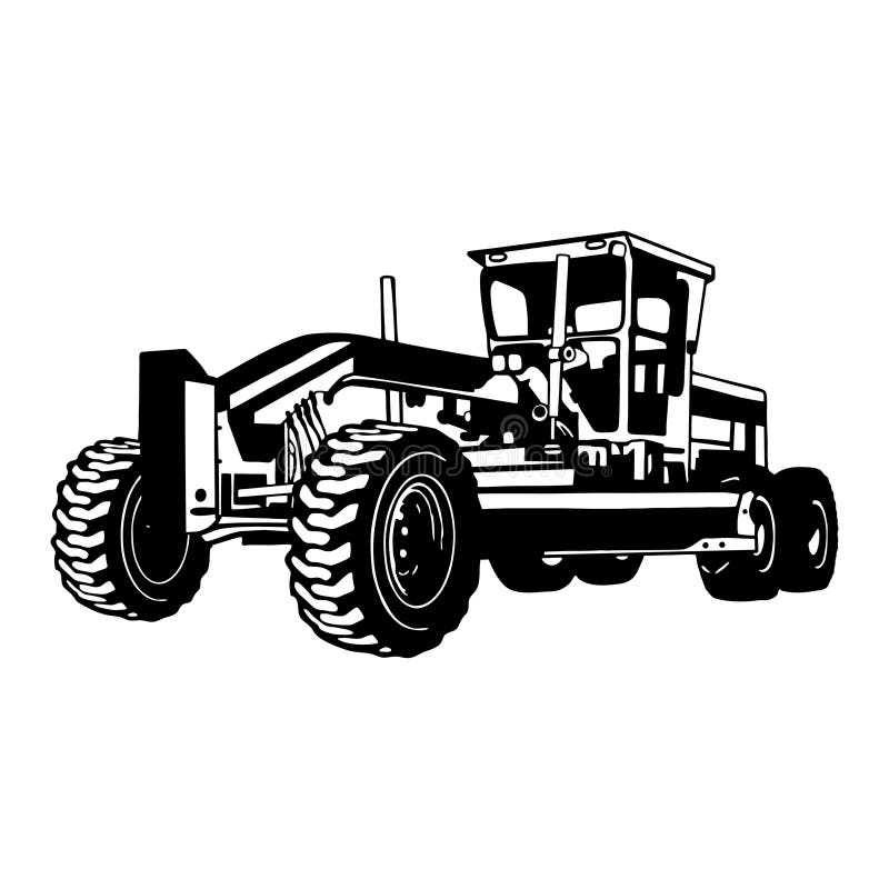 Motor Grader Heavy Equipment Vector Illustration, Motor Grader Heavy ...