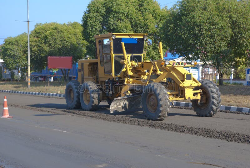 Motor grader is working stock photo. Image of land, industry - 88405412