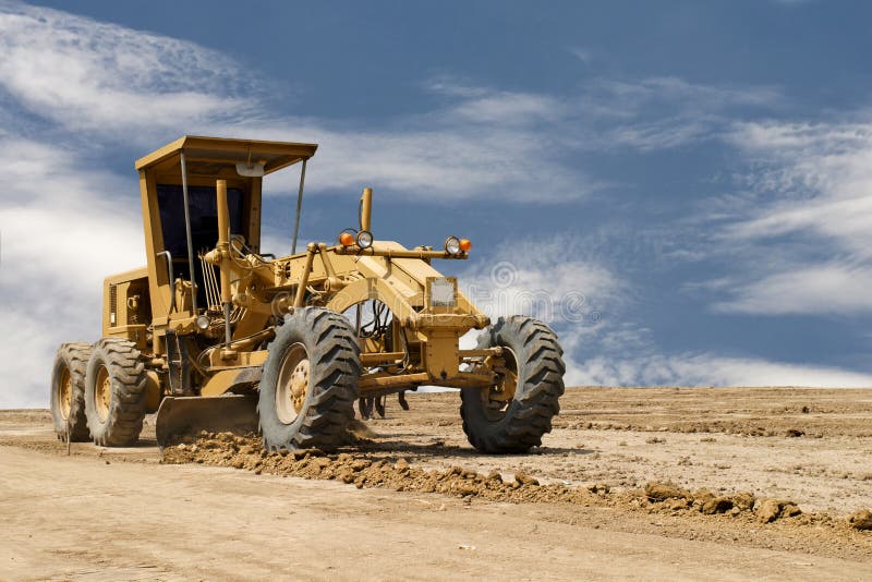 Motor Grader Working on Road Construction Stock Photo - Image of mining ...