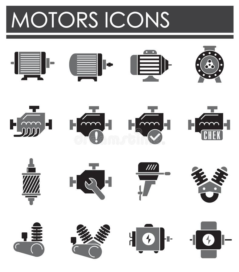 Motor Car Icons Set, Cartoon Style Stock Vector - Illustration of ...