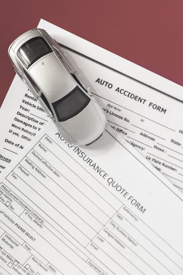 Motor Insurance with Toy Car Model Stock Image - Image of document ...
