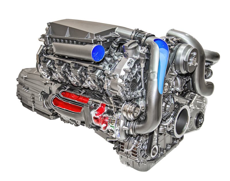 Motor Moderno Y Potente De Un Coche Stock de ilustración - Ilustración ...