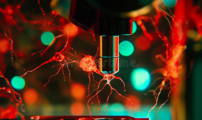 Motor Neuron Under the Microscope in Lab Stock Illustration ...