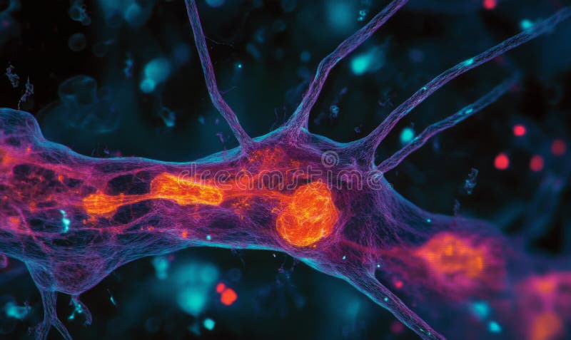 Motor Neuron Under the Microscope in Lab Stock Illustration ...
