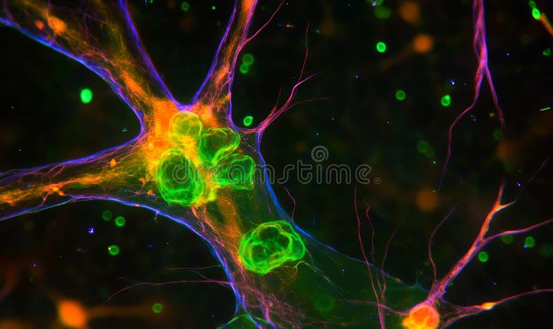 Motor Neuron Under the Microscope in Lab Stock Illustration ...