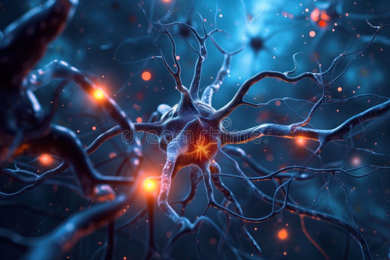 Motor Neuron Under Microscope with Nerve Cells within Nervous System of ...