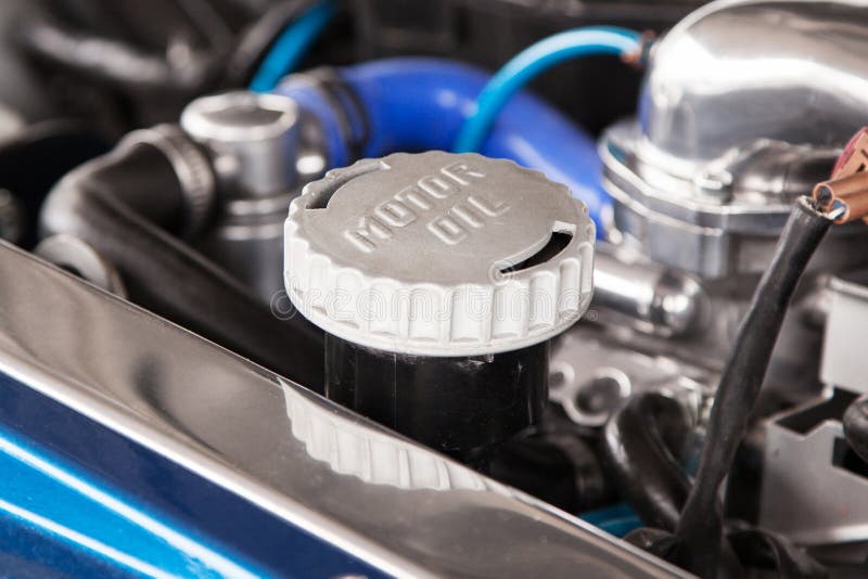 Motor Oil Cap Under the Hood of a Car Stock Image - Image of mechanic ...