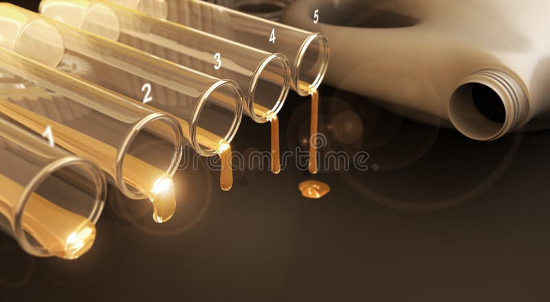 Motor Oil and Five Glass Test Tubes. Stock Illustration - Illustration ...