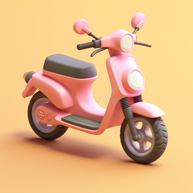 Motor pink scooter Cartoon stock illustration. Illustration of ...