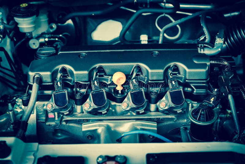 O Motor Poderoso De Um Carro Projeto Interno Do Motor Com COM Imagem de ...