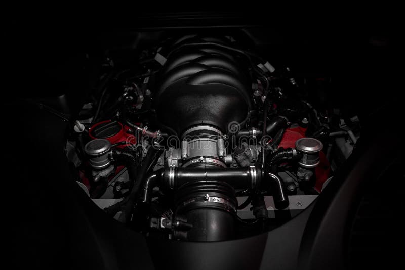 Motor Poderoso De V8 Do Carro Italiano Rápido Imagem de Stock - Imagem ...