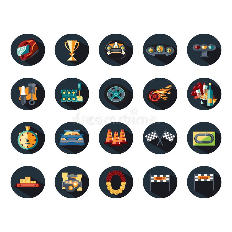 Motor Racing Icons. Vector Illustration Decorative Design Stock Vector ...