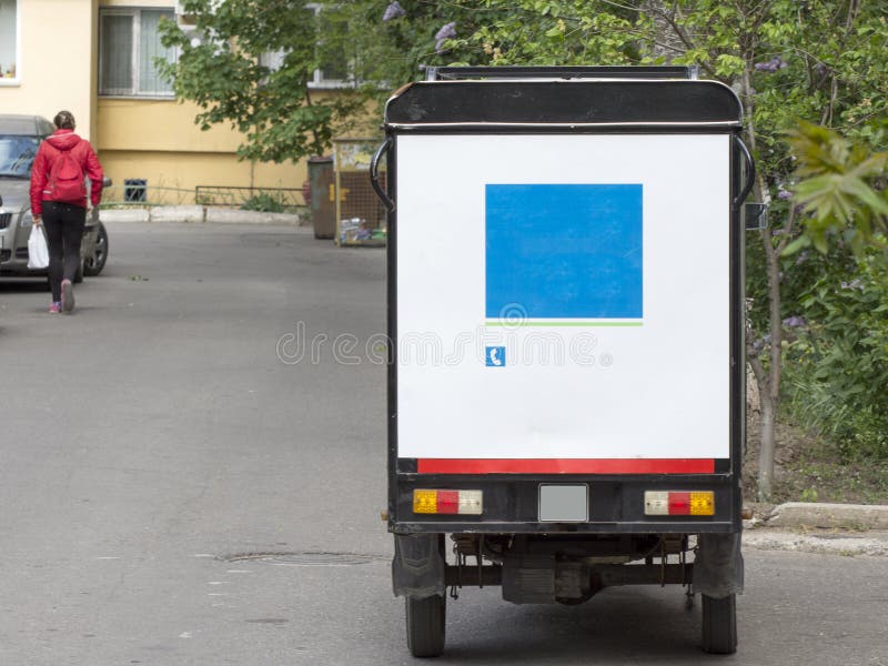Motor Rickshaw for Delivery of Goods. Back View Editorial Stock Image ...