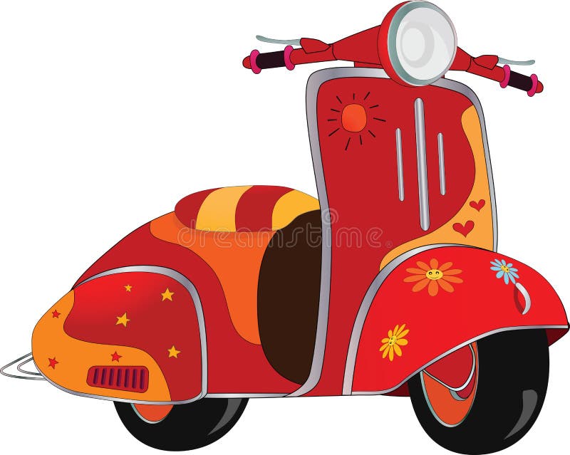 Motor scooter. Cartoon stock vector. Illustration of classic - 20175337