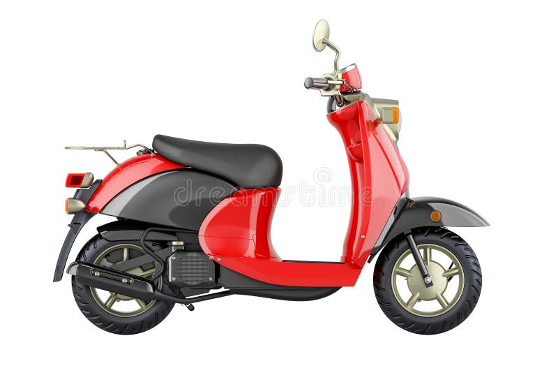 Motor Scooter, Scooter. Red Color, Side View Stock Illustration ...