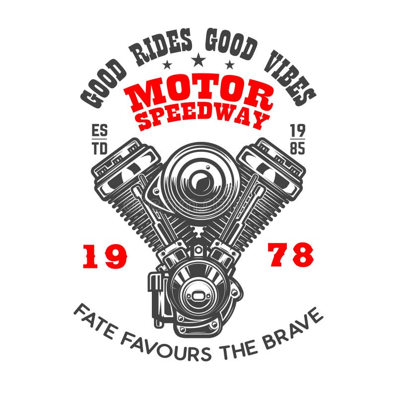 Motor Speedway. Emblem Template with Motorcycle Engine. Design Element ...