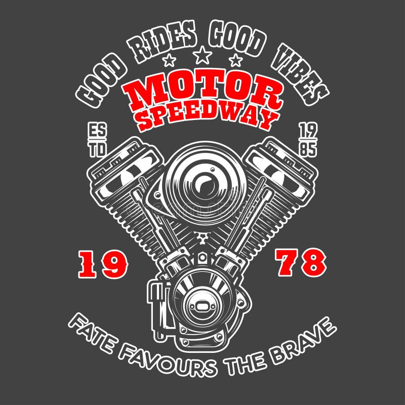 Motor Speedway. Emblem Template with Motorcycle Engine. Design Element ...