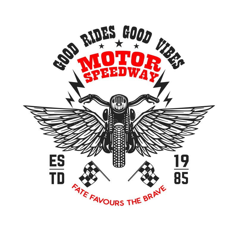 Motor Speedway. Poster Template with Winged Motorcycle. Design Element ...