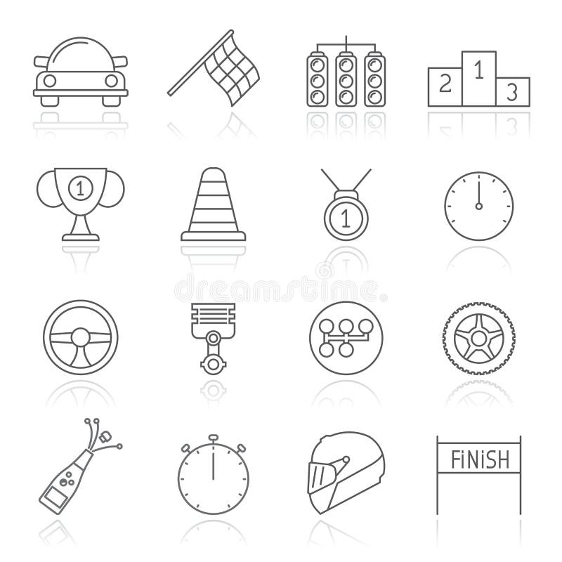 Motor Sports and Racing Icons Stock Vector - Illustration of award ...