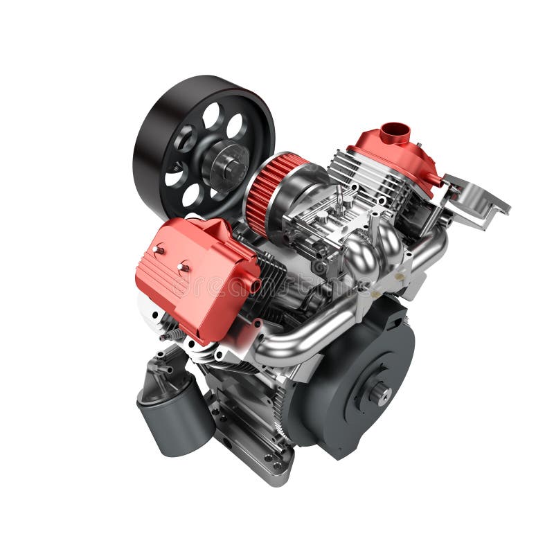 Motor V2 Montado Do Grande Velomotor Poderoso Isolado Ilustração Stock ...