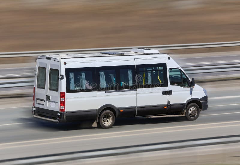 Motor Van Goes on the Highway Stock Photo - Image of asphalt, lane ...