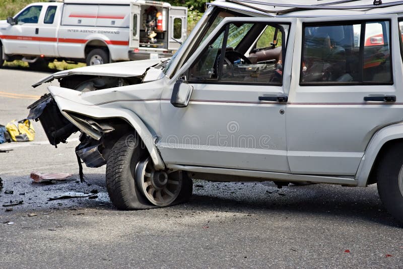 Battered Car in Highway Accident Editorial Photography - Image of ...